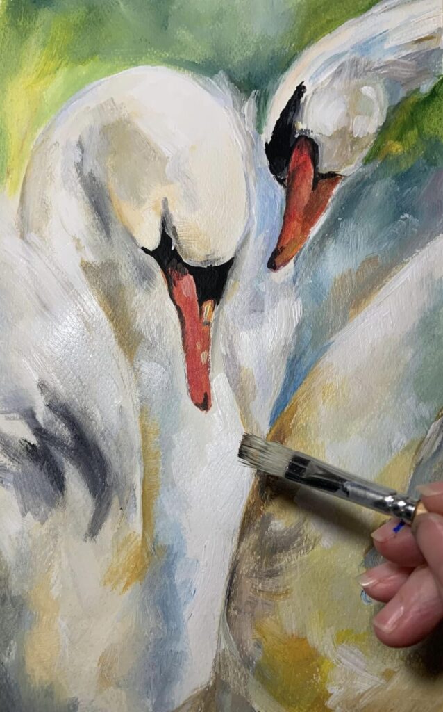 Swans in acrylic painting class – The Rosebird Centre Thursday 23rd ...